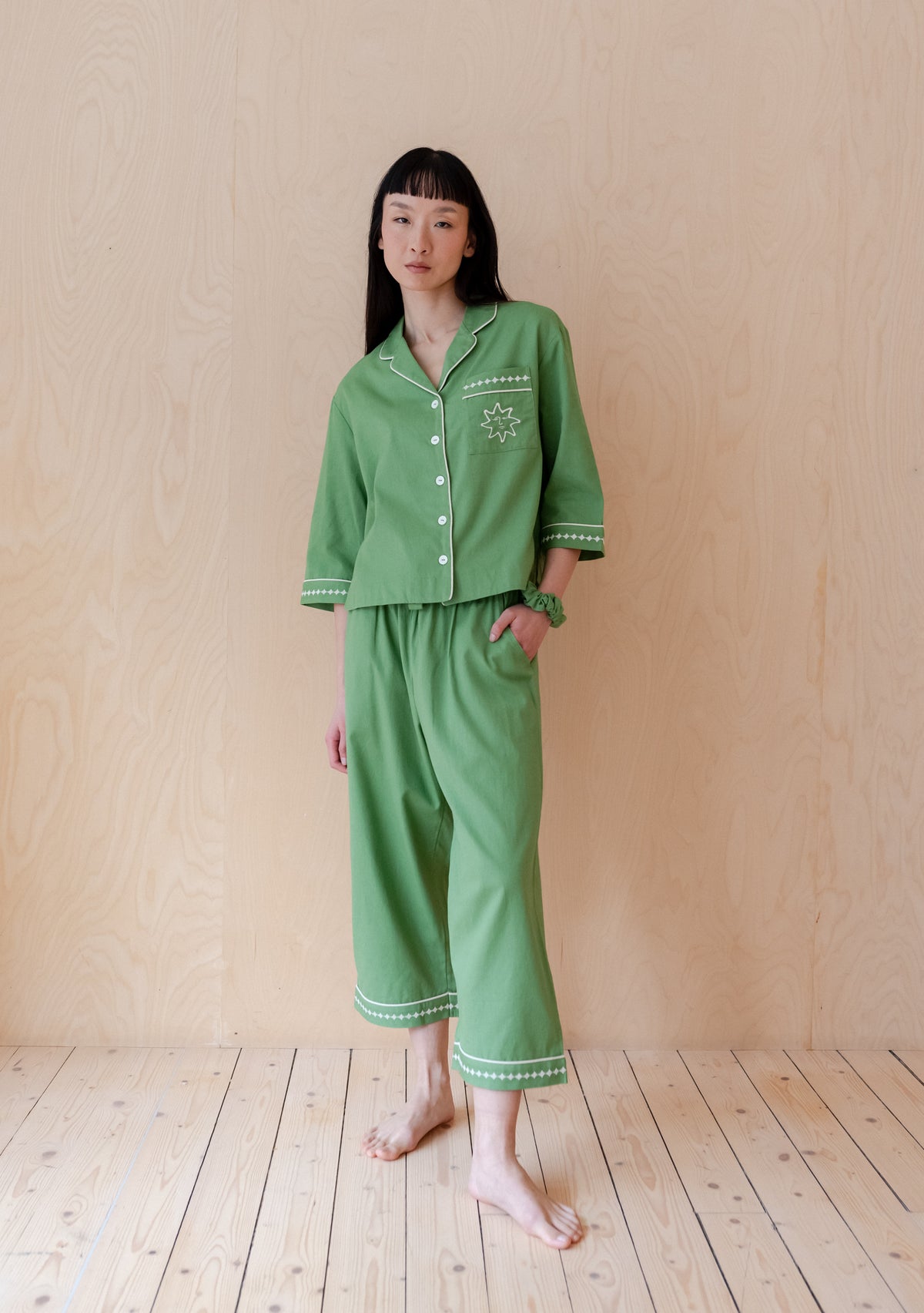 Cotton & Linen Pyjamas in Green – TBCo