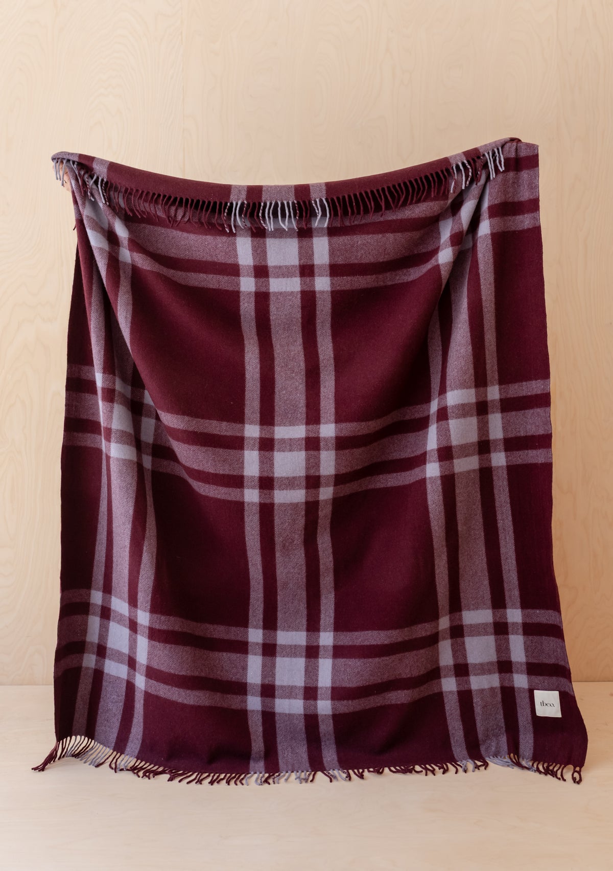 TBCo Recycled Wool Blanket in Burgundy Modern Tartan