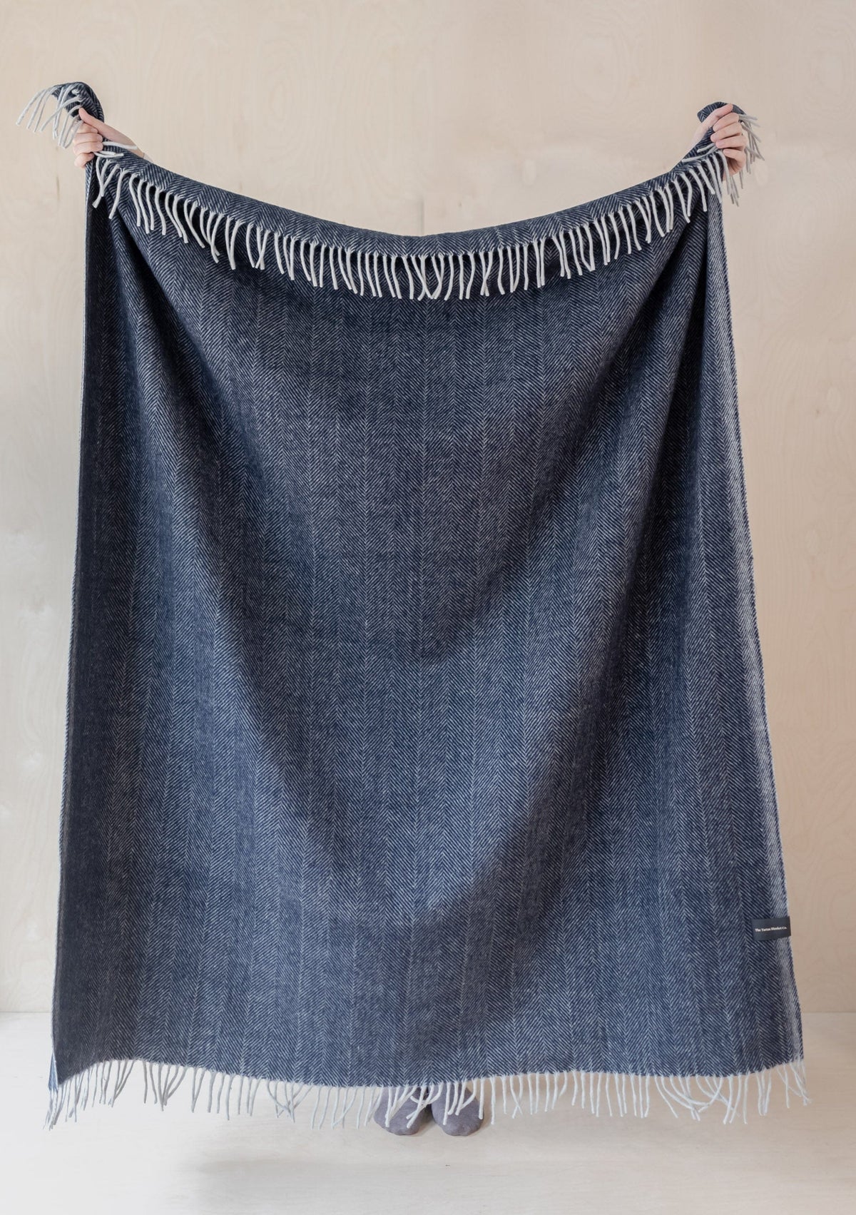 Recycled Wool Blanket in Navy Herringbone – TBCo