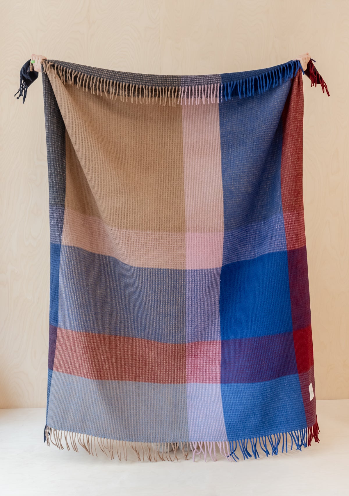 Recycled Wool Blanket in Navy Waffle Block Check – TBCo